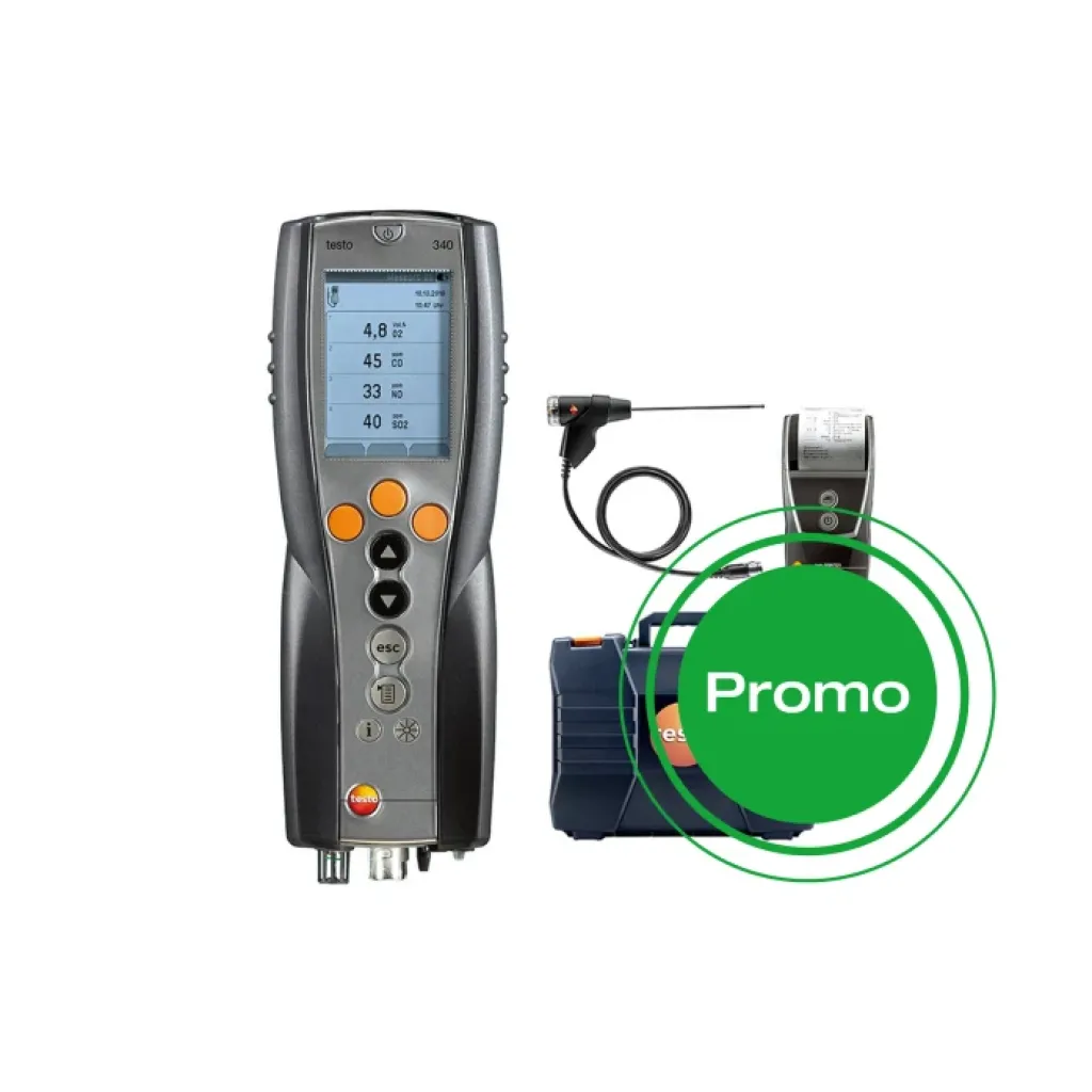 Set 2 testo 340 - Analizor de gaze de ardere cu 4 senzori și accesorii ...